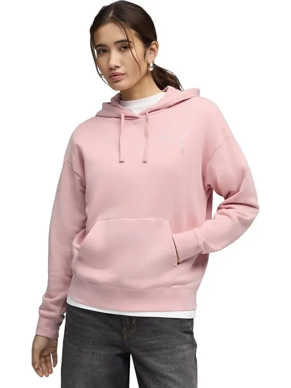 PUMA Relaxed Fit Bedazzled Hoodie - Pink