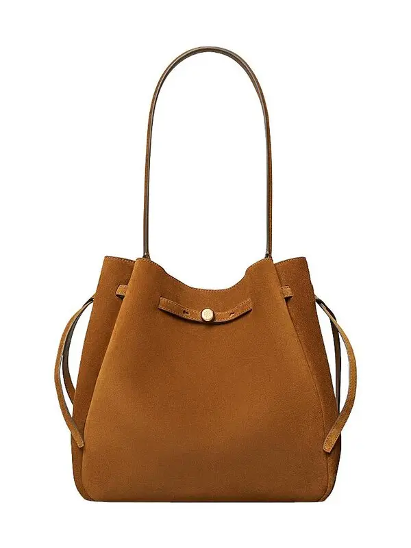 Tory Burch Large Suede Hobo Bag - Caramel