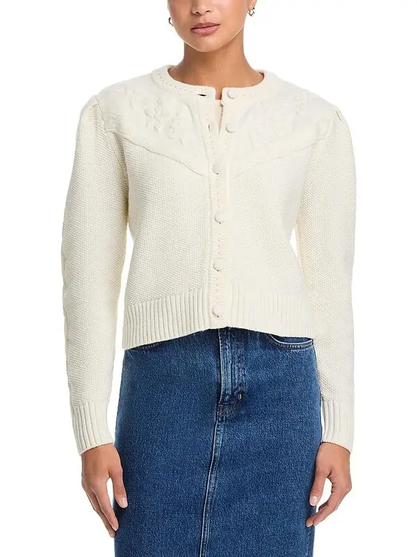 Aqua Floral Embroidered Cardigan - White Multi
