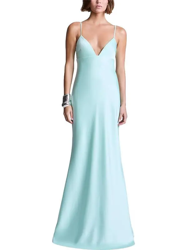 Bcbgmaxazria Faith Plunging Neck Gown - Fair Aqua