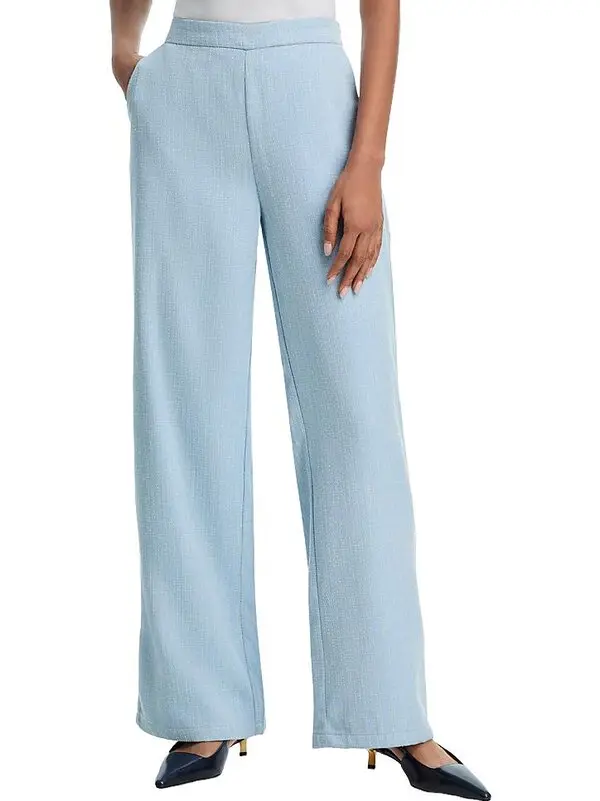 Aqua Shimmer Tweed Wide Leg Trousers - Light Blue