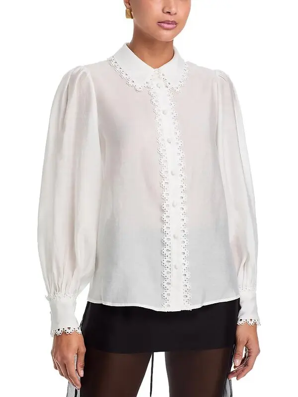Aqua Lace Trim Blouse - White