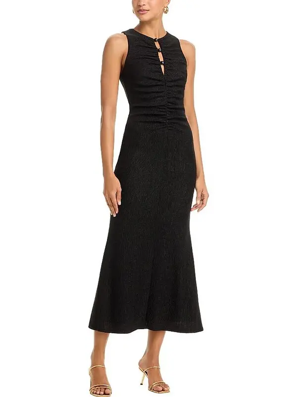 Aqua Gathered Jersey Dress Exclusive - Black