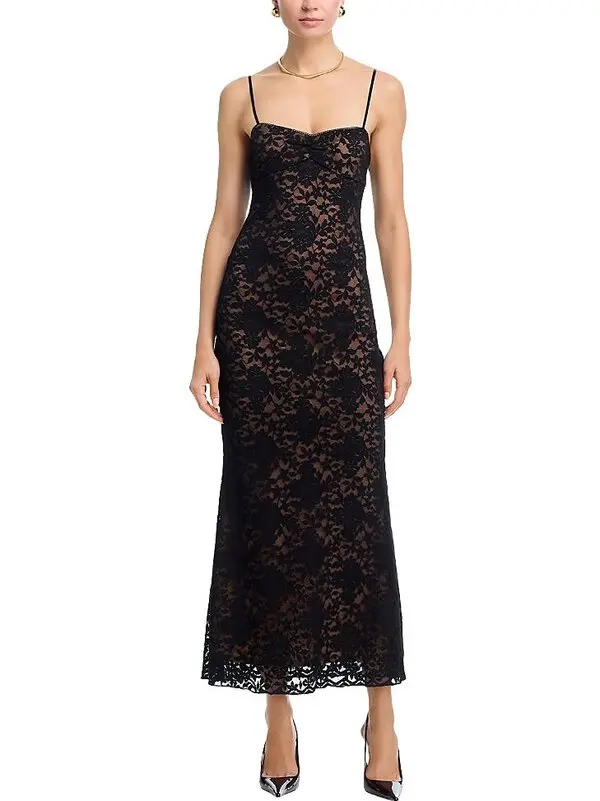 Aqua Stretch Lace Maxi Dress - Black