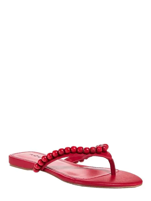 Aqua Jules Embellished Thong Sandals - Red Embellished