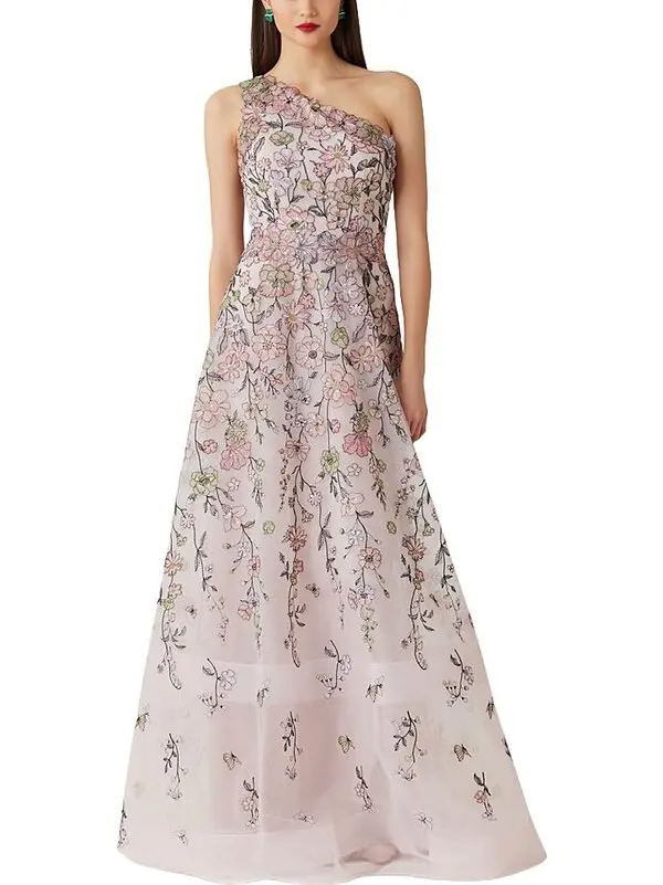 Rickie Freeman For Teri Jon Floral Embroidered Gown - Blush Multi