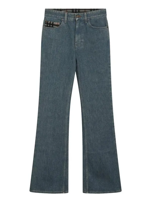 Burberry Mid-rise Straight Leg Jeans With Check Pocket - Blue
