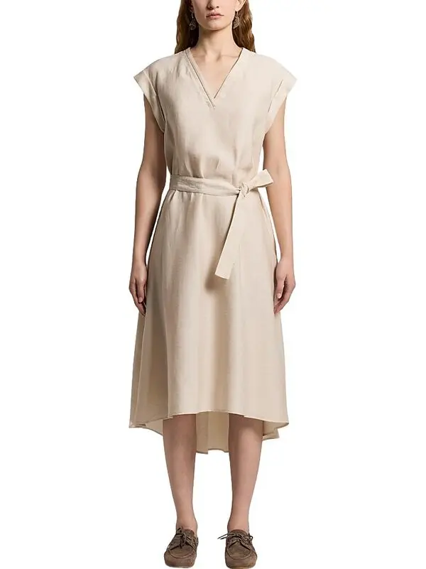 Peserico Belted Midi Dress - Beige Birch