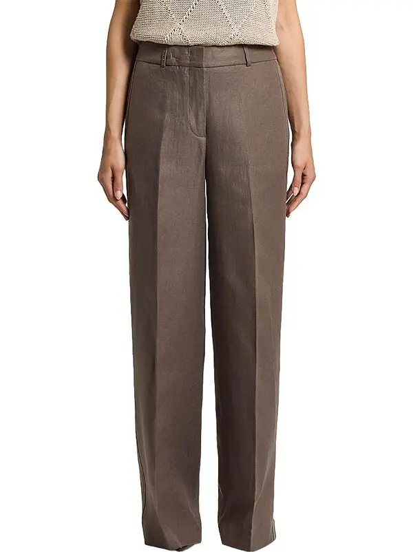 Peserico Linen Palazzo Pants - Brown Bark