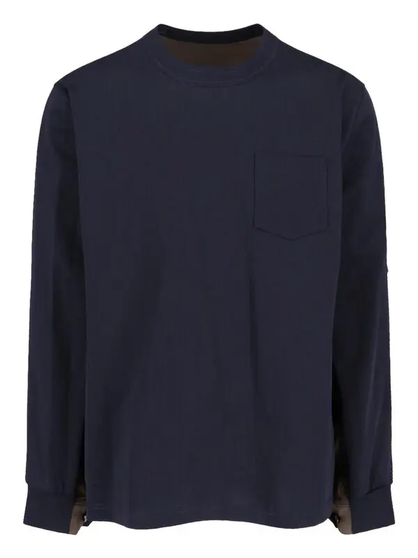 Sacai Two-tone Cotton Sweater - Blue