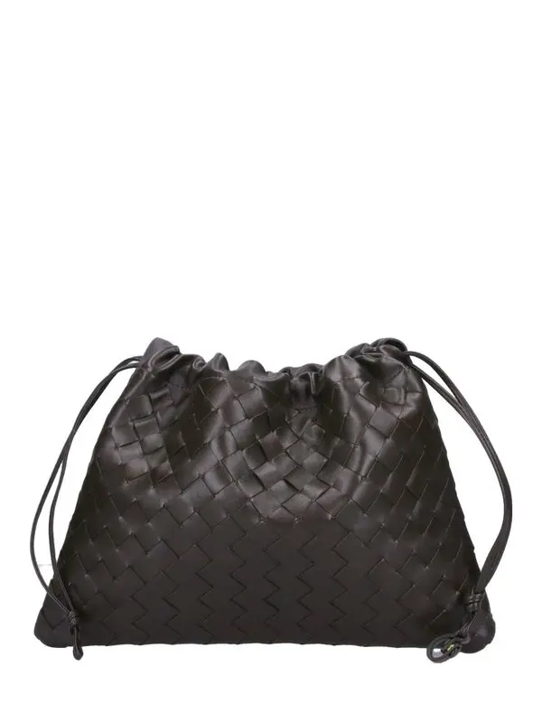 Bottega Veneta Leather Clutch With Woven Pattern - Brown