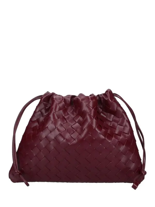 Bottega Veneta Leather Clutch With Woven Pattern - Red