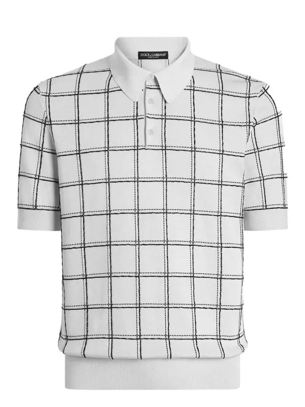 Dolce & Gabbana Checked-pattern Polo Shirt - White