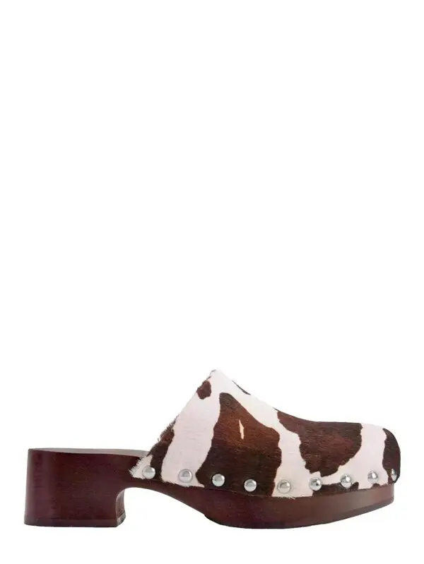 SIMONMILLER Rio Cow-print Clog Mules - White