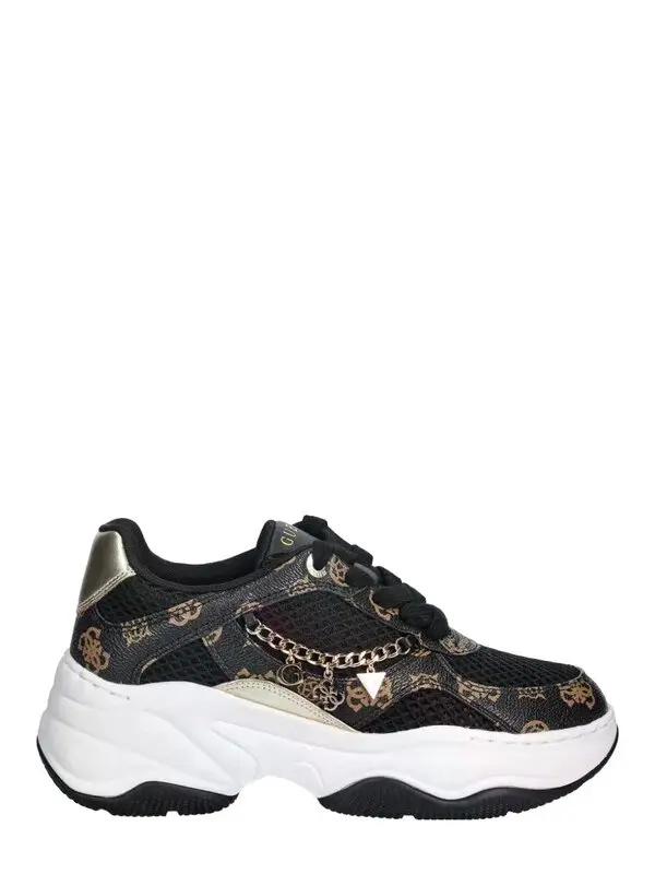 Guess Logo Print Chain Sneakers - Black