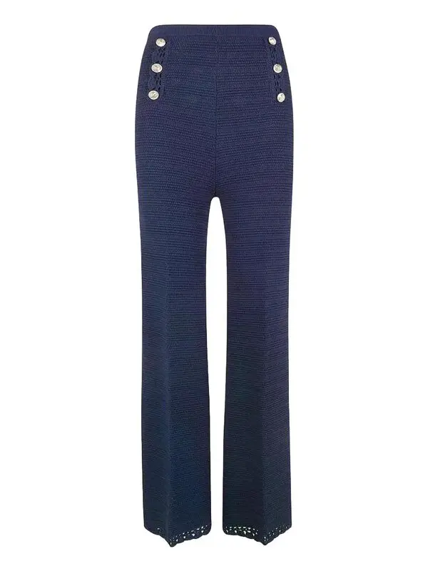 TWINSET Buttoned Crochet Trousers - Blue