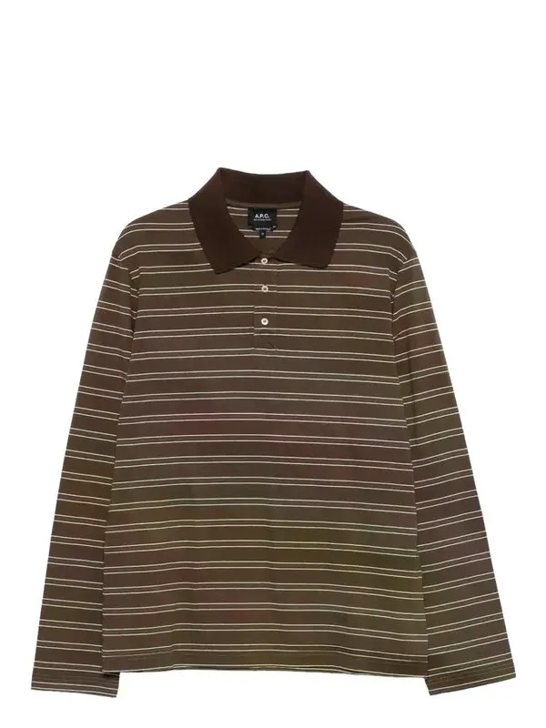 A.p.c. Striped-pattern Polo Shirt - Brown