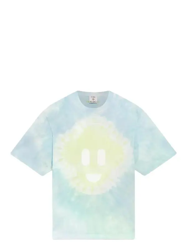 Casablanca Tie Dye Oversized Cc Smile Short Sleeve T-shirt - Blue