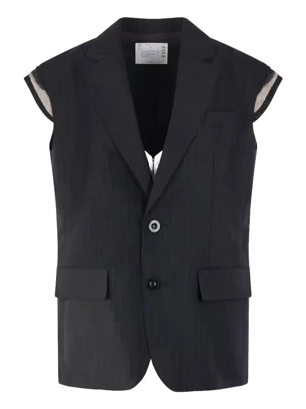 Sacai Striped Vest - Black