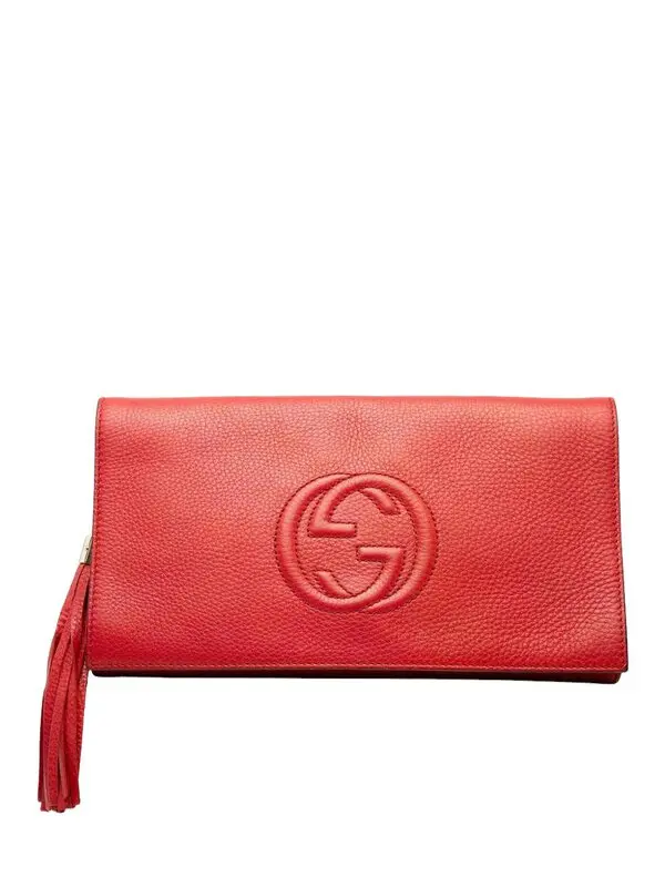 Gucci Leather Soho Disco Clutch Bag - Red