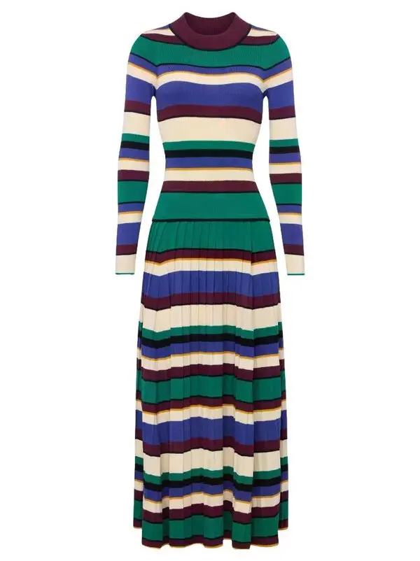 SIMONMILLER Sandrine Striped Knitted Maxi Dress - Green