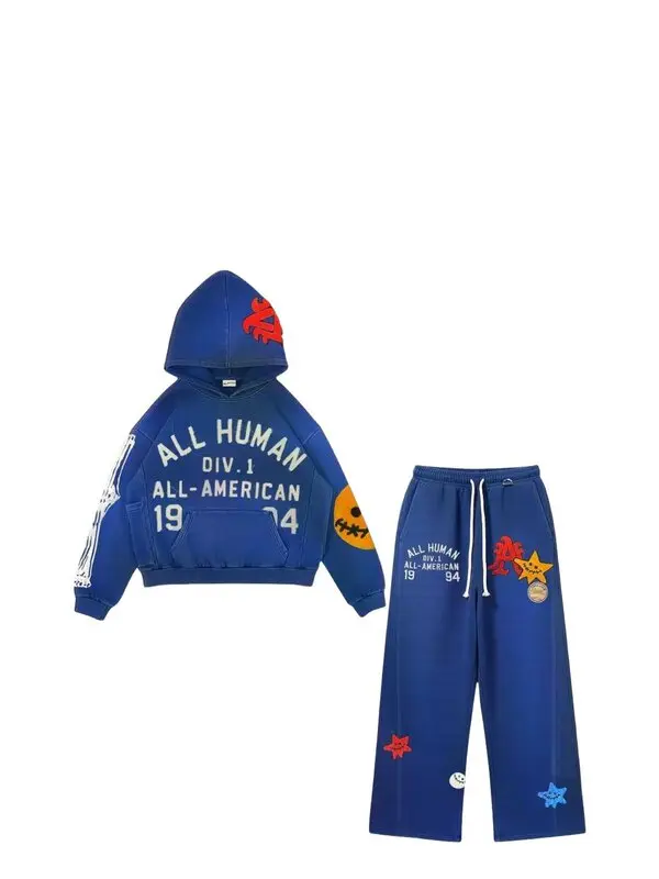 ALL HUMAN Patch-appliquéd Track Pants Set - Blue