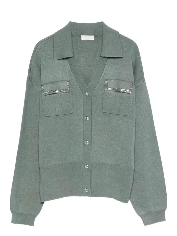 Liu Jo Buttoned Embellished Cardigan - Green