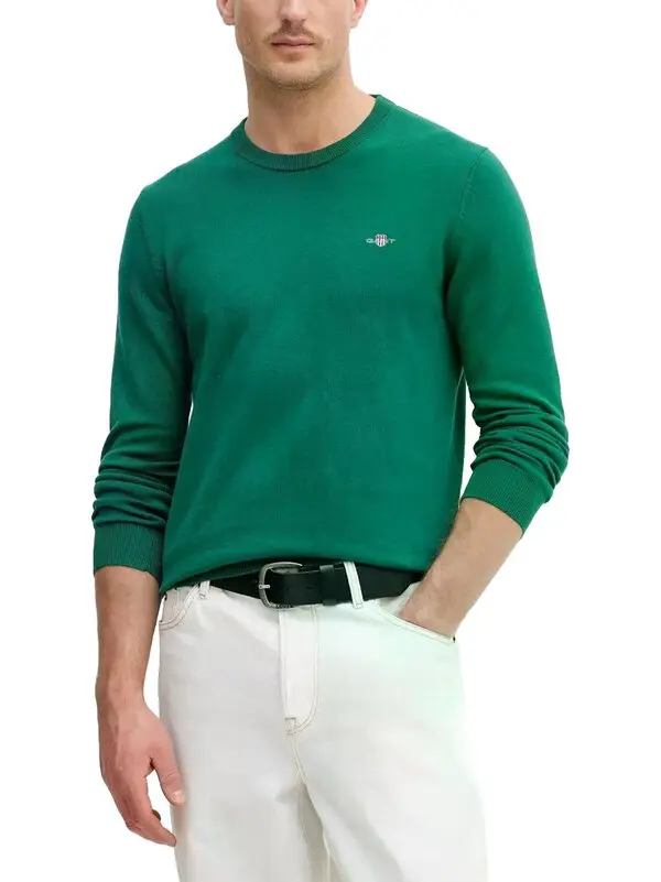 Gant Shield-embroidered Crew-neck Sweater - Green