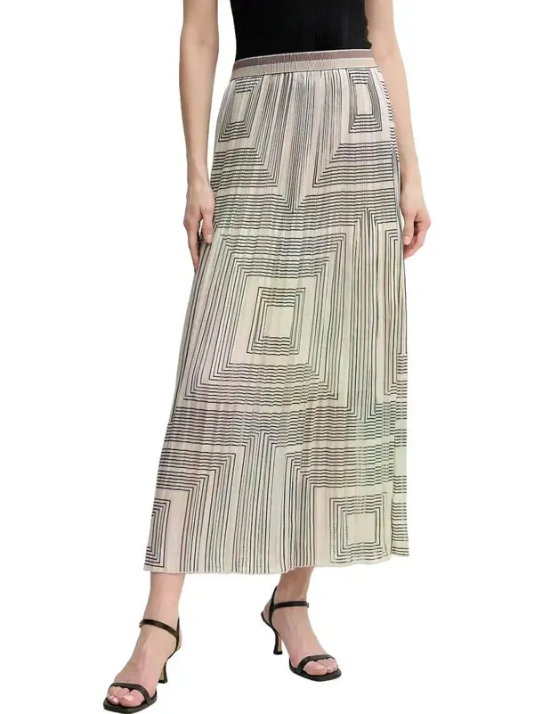 MARC AUREL Geometric Pleated Midi Skirt - Neutrals