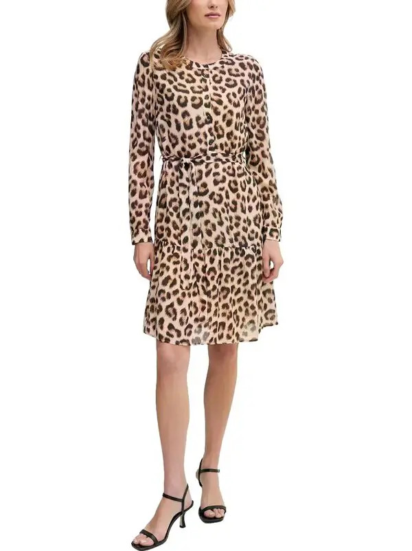 OUI Leopard-print Belted Midi Dress - Neutrals