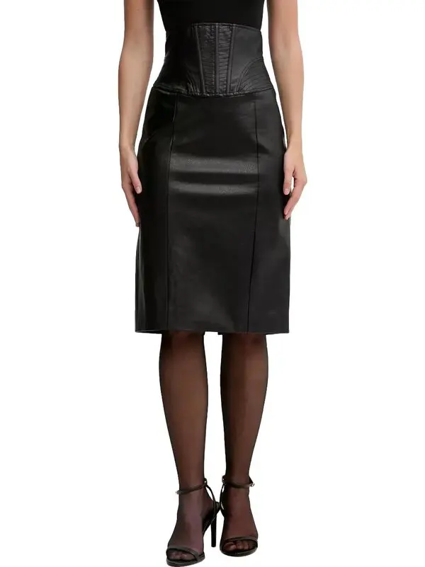 Bardot Panelled Pencil Midi Skirt - Black