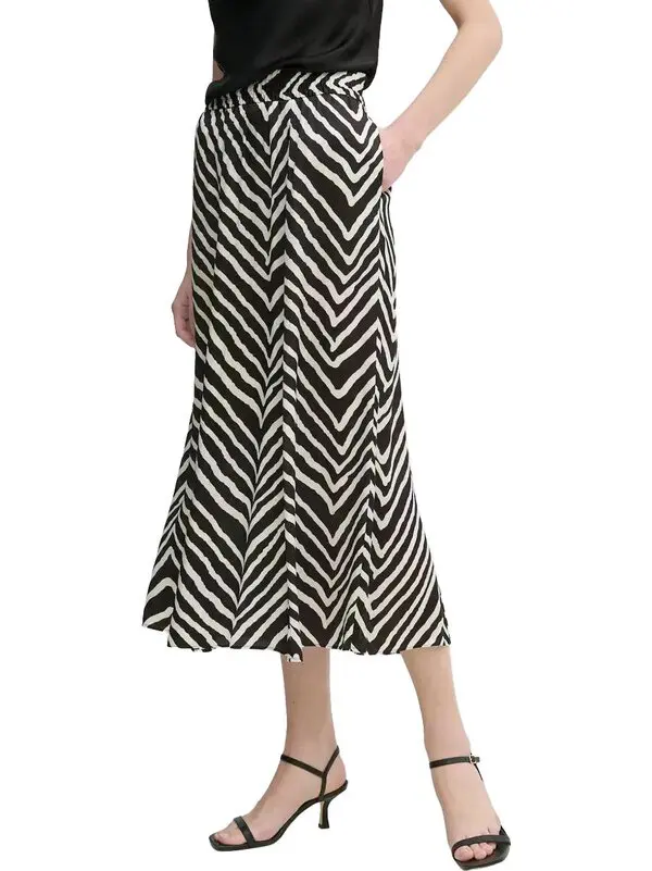 MARC AUREL Zebra Stripe Midi Skirt - Black