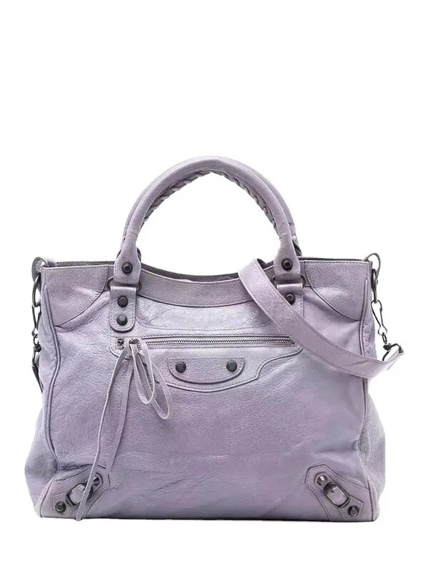 Balenciaga 2000-2002 Lambskin Motocross Classic Velo Satchel - Purple
