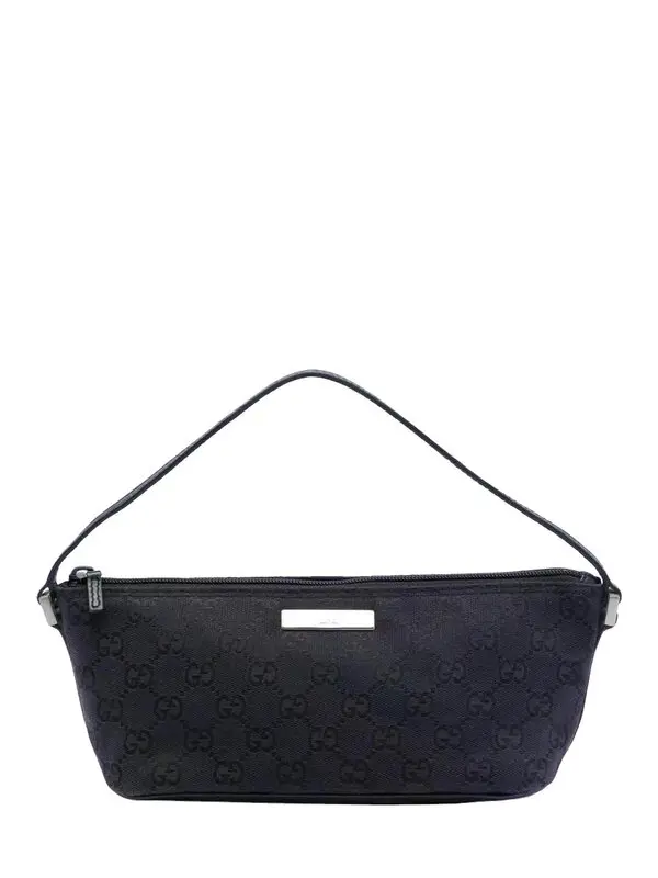 Gucci Gg Canvas Boat Shoulder Bag - Black