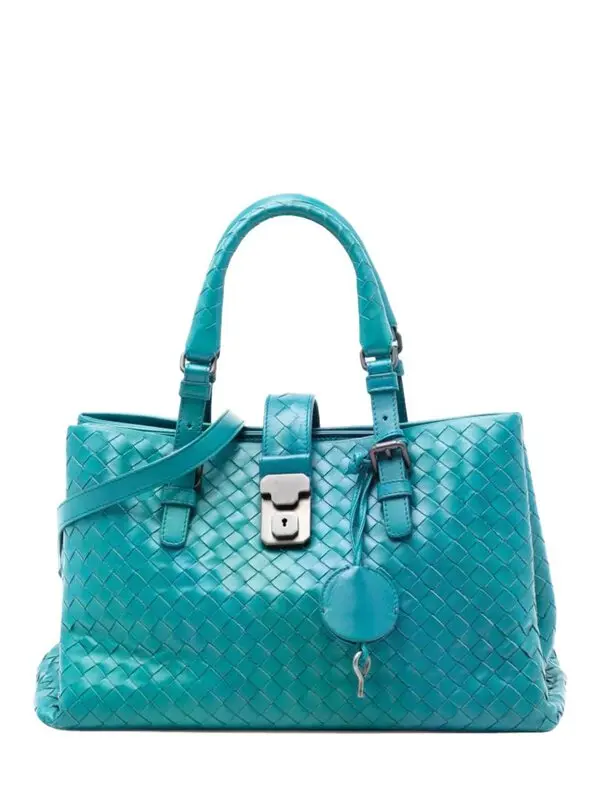 Bottega Veneta Small Nappa Intrecciato Roma Satchel - Blue