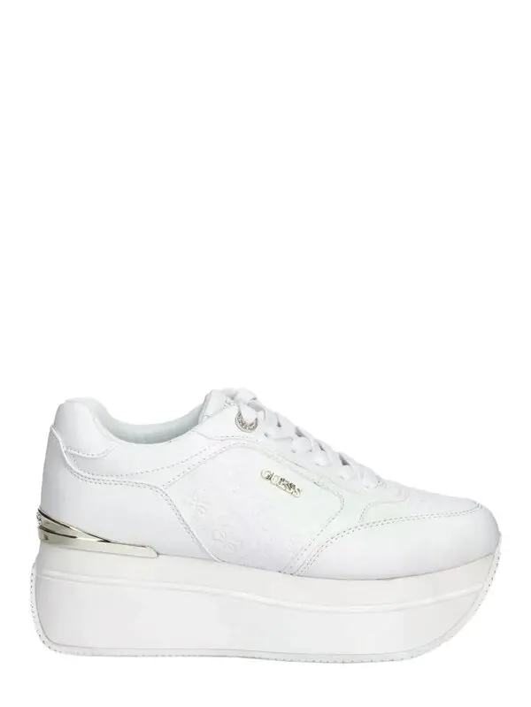 Guess Logo Embossed Platform Sneakers - White