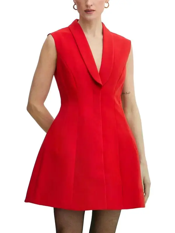 Bardot V-neck Mini Dress - Red