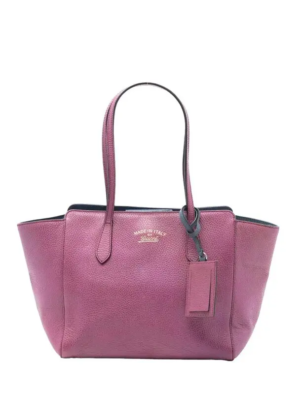Gucci Medium Leather Swing Tote - Purple