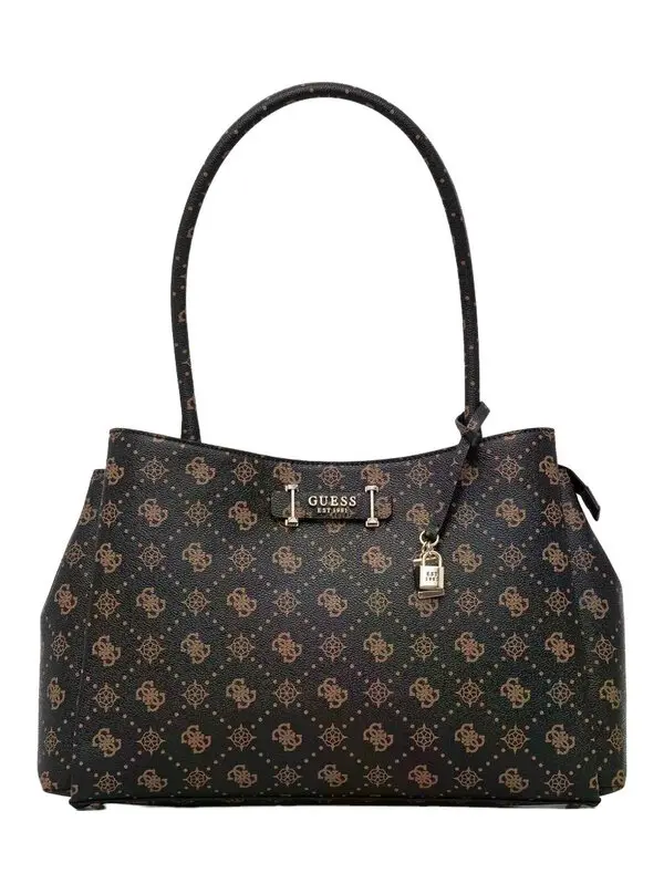 Guess Monogram Padlock Shoulder Bag - Brown