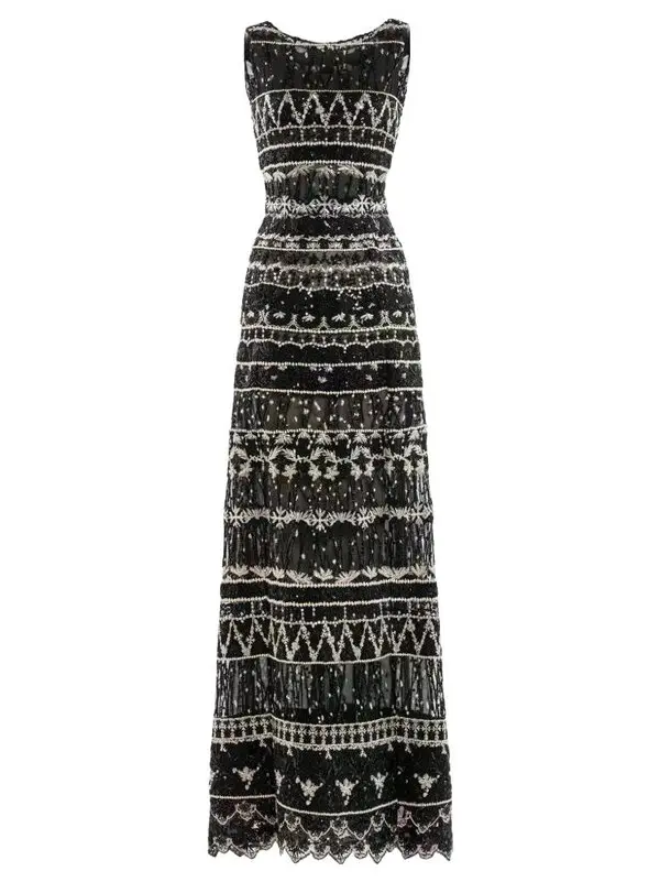 SAIID KOBEISY Embroidered Long Dress - Black