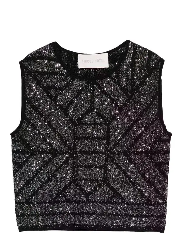 CIRCUS HOTEL Sequin-embellished Top - Black