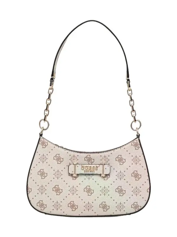 Guess Monogram Chain Shoulder Bag - Neutrals