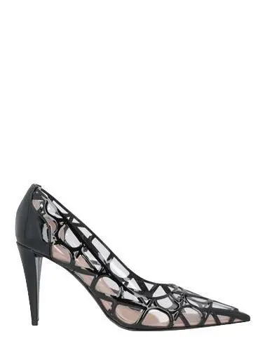 Valentino Garavani Pumps In Leather And Textile Fibers - Black
