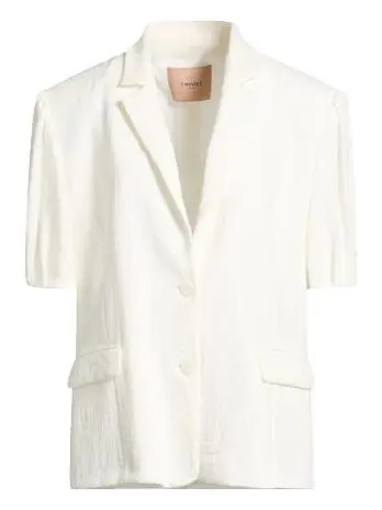 TWINSET Woven Single-breasted Blazer - White