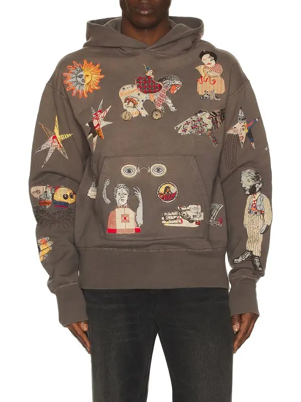SAMUEL ZELIG Collage Hoodie - Dark Taupe