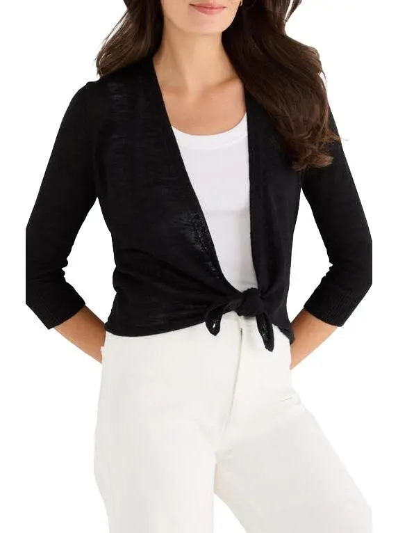 NIC+ZOE Slub Knit 4-way Cardigan - Black Onyx
