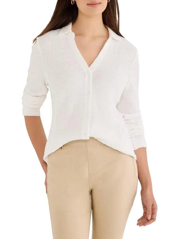 NIC+ZOE Texture Stretch Knit Shirt - Paper White