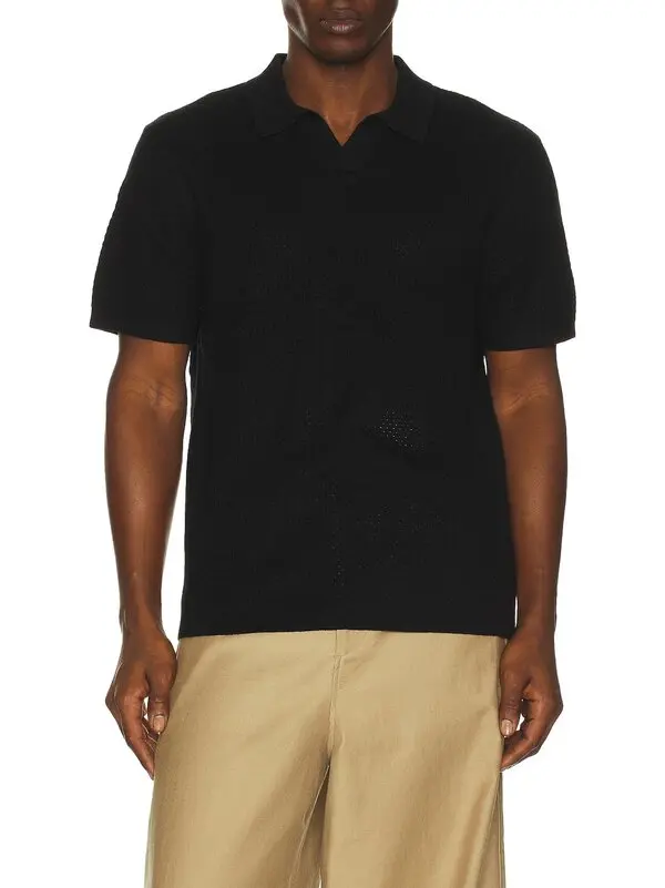 Reigning Champ Cotton Linen Victor Polo - Black