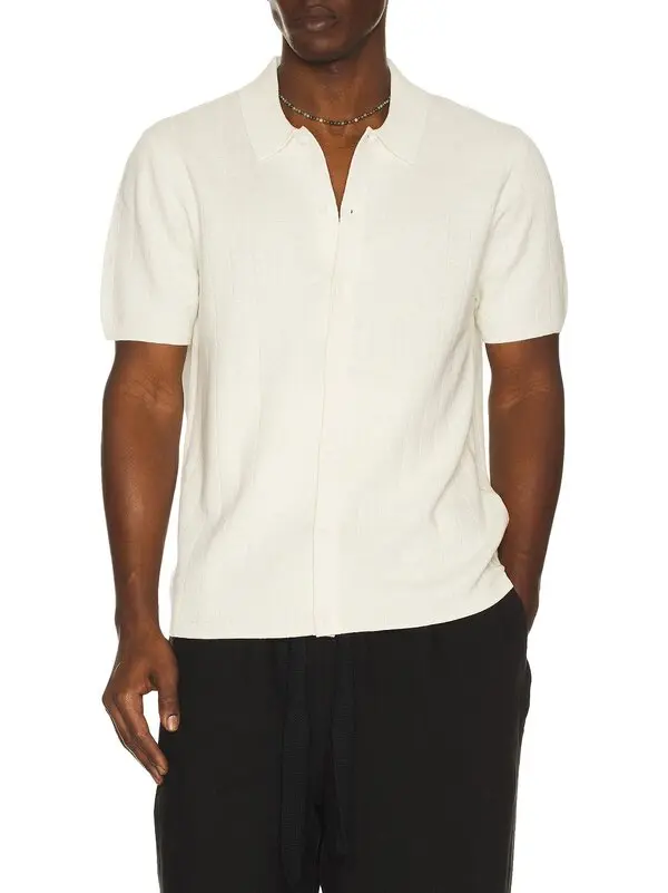 Reigning Champ Cotton Linen Piazza Shirt In Cream - Ivory