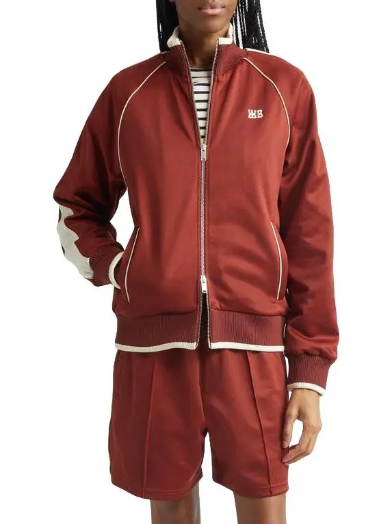 WALES BONNER Motion Piped Jersey Track Jacket - Rust/ivory
